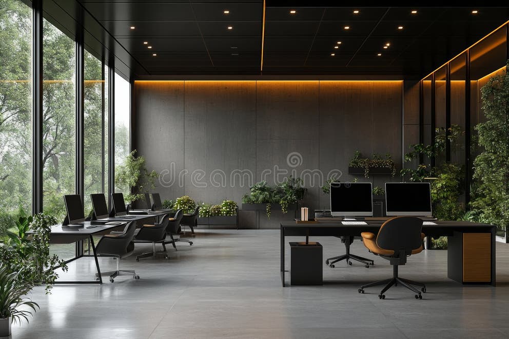 Elevated Workspace Design for Developers in a Lush, Modern Environment ...