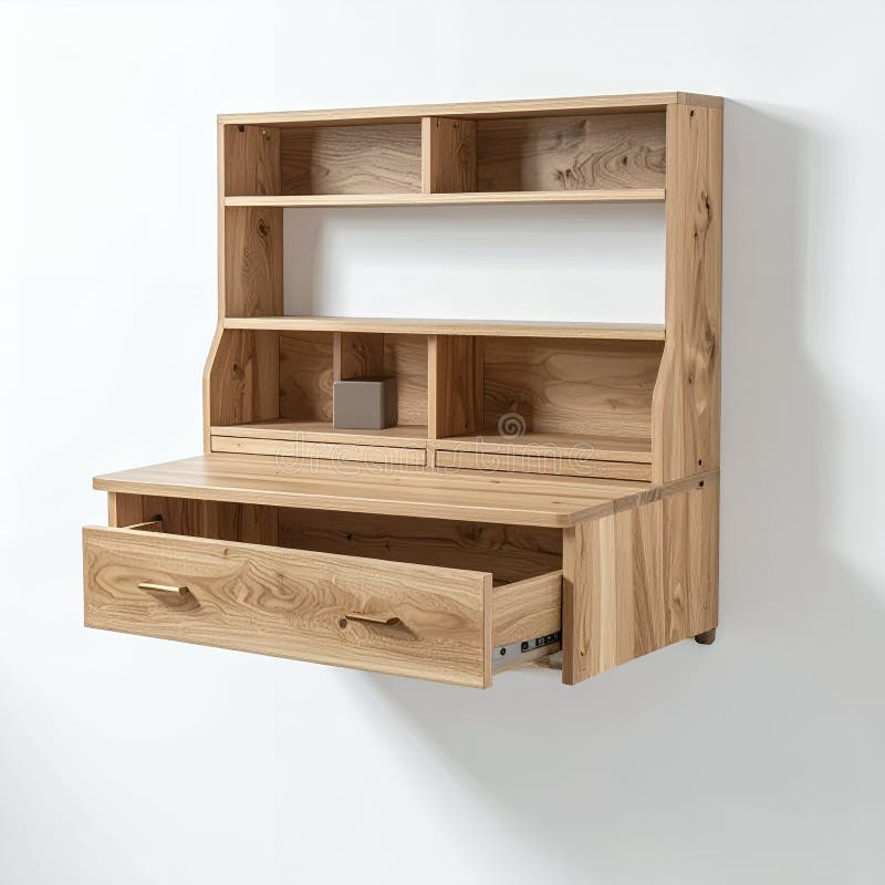 Elevated Workspace Solution, Featuring a Compact Wooden Secretary Desk ...