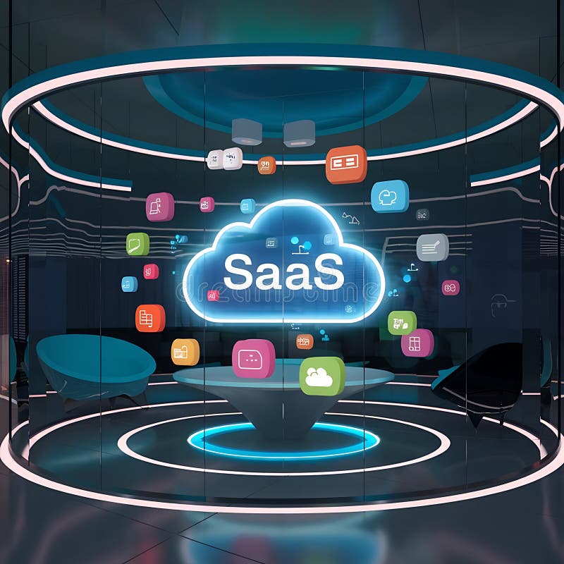 Elevating Business Efficiency with SaaS: the Ultimate Cloud Solution Stock Illustration ...
