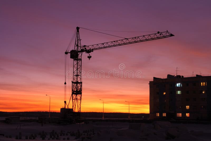 Industrial crane at sunset stock photo. Image of golden - 27782356
