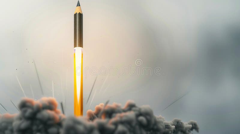 Elevating Education, Pencil Rocket Launching in Minimal Background ...