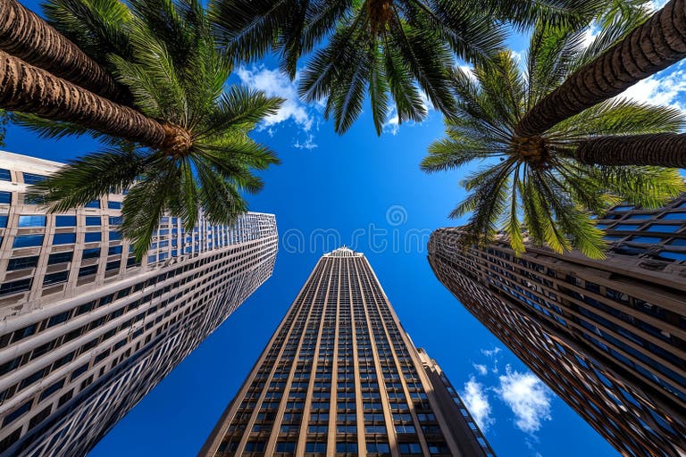 Elevation of Concrete Giants a Low Angle Perspective of Downtown ...