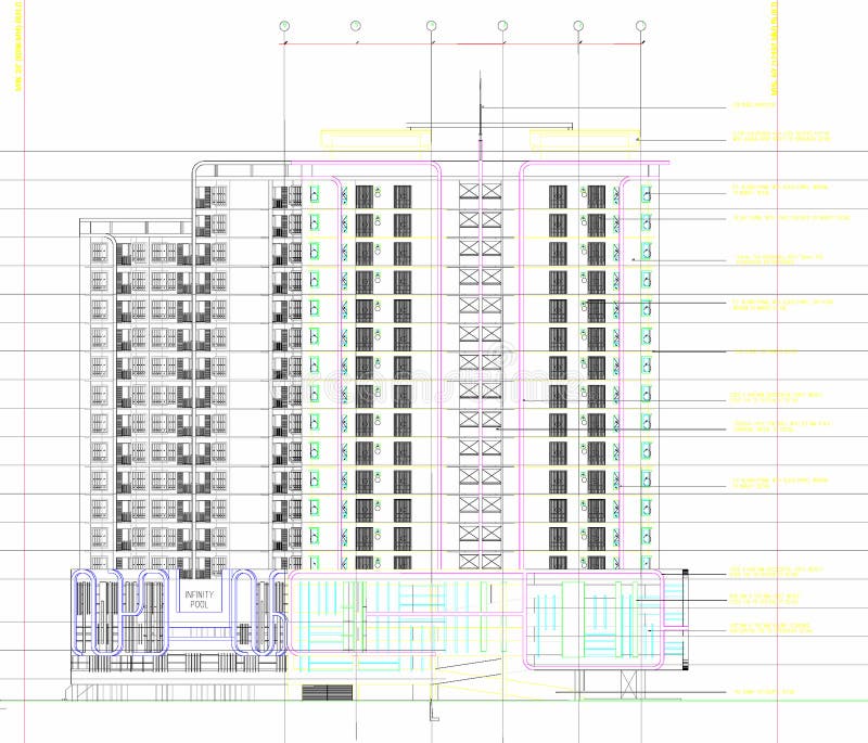 Elevation of high building stock illustration. Illustration of high ...