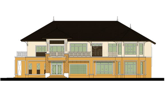 House Front Elevation Drawing Stock Illustrations – 146 House Front ...