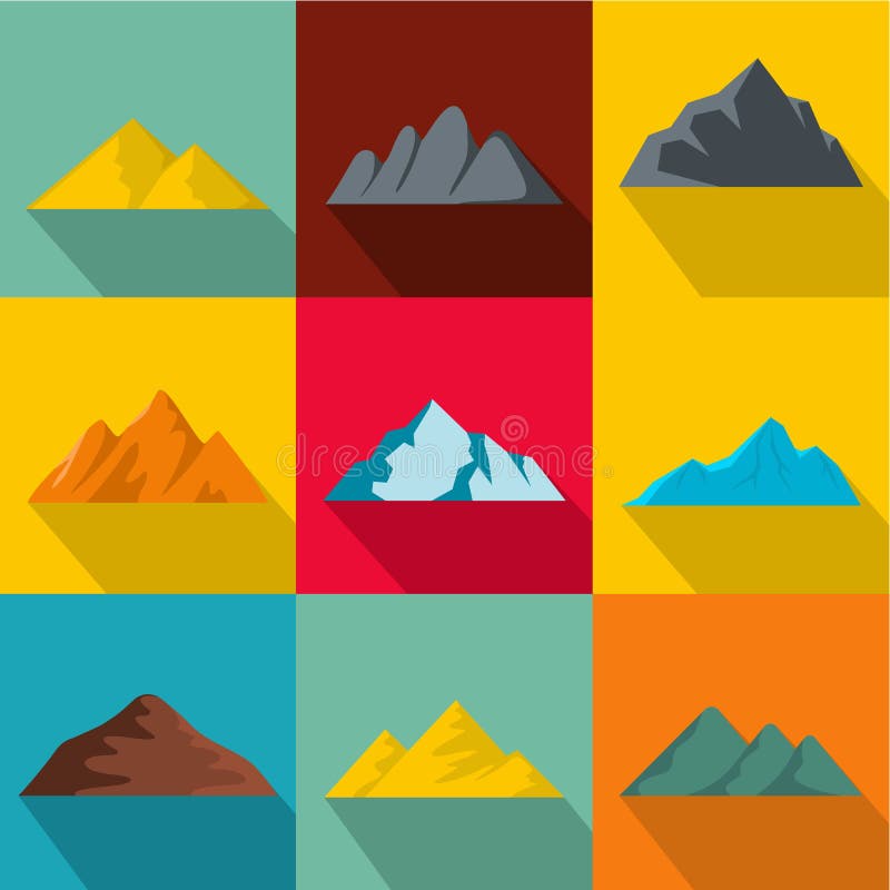 Elevation Icons Set, Flat Style Stock Illustration - Illustration of ...