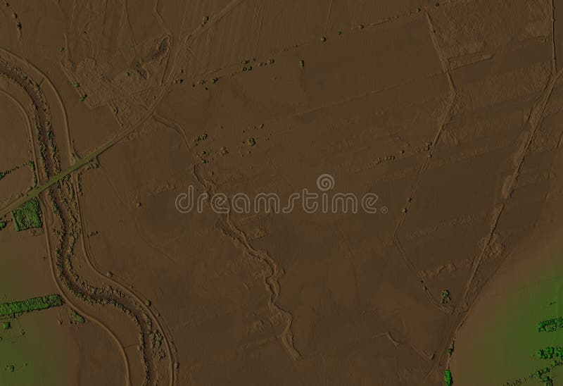 Elevation Model of a River Area with a Ditches Stock Illustration ...