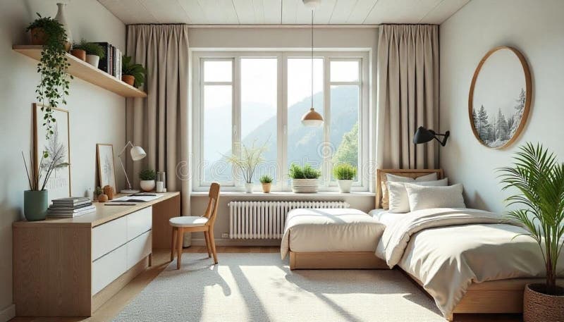 Elevation Rendering of a Z- Shaped Study Table with Built-in Wall ...