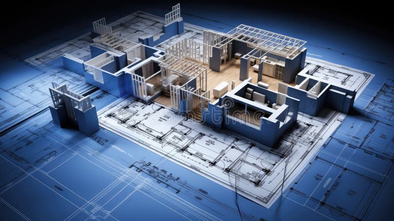 Elevations Blue Prints House Stock Illustration - Illustration of ...