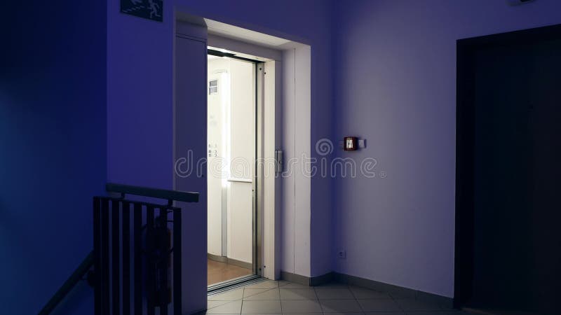 Elevator is Arriving and Doors Opening and Closing Stock Video - Video ...