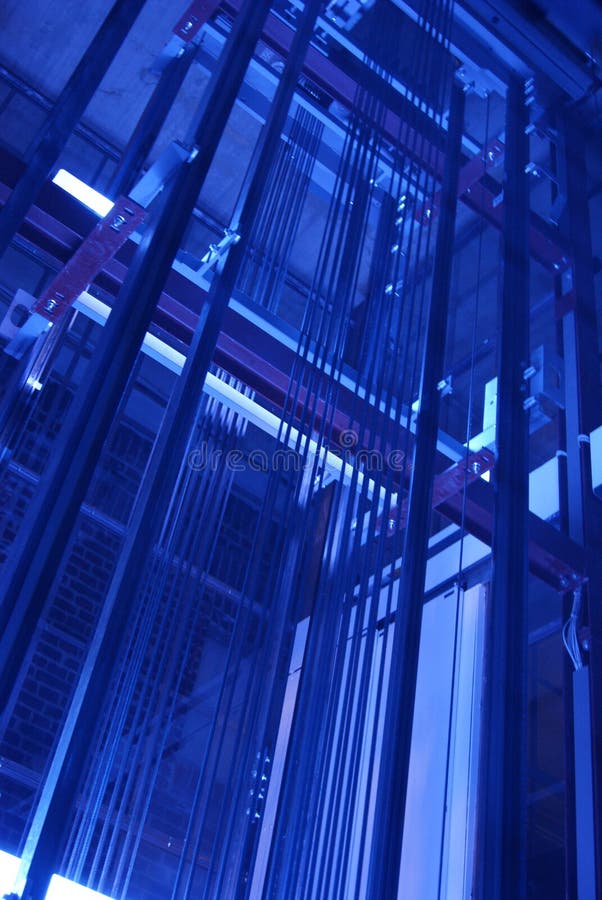 Elevator in blue stock photo. Image of transport, abstract - 103521958