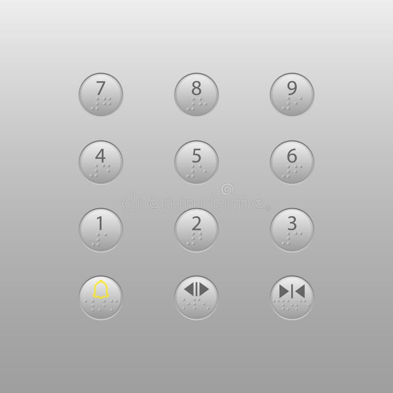 Elevator Button with Braille Code Stock Vector - Illustration of ...
