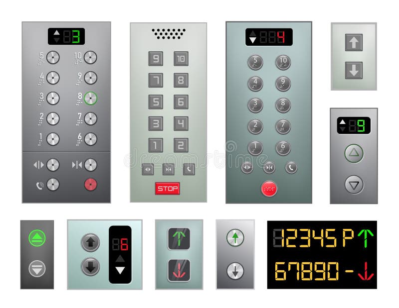Elevator Panel with Arrow Button and Digital Screen Stock Vector ...