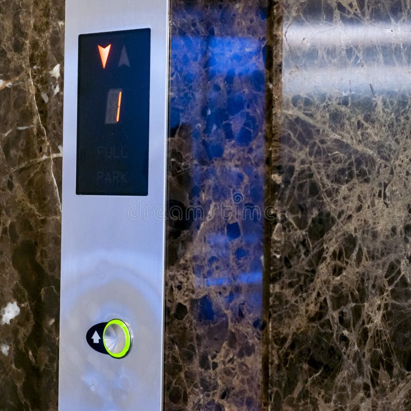 Elevator Button Up and Down Direction. Screen with Floor Number ...