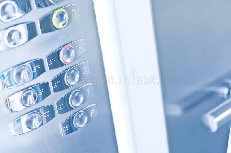 Elevator buttons stock image. Image of detail, blue, panel - 4902331
