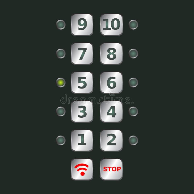 Elevator Buttons Vector Lift Metal Push Button Up Down on Digital ...
