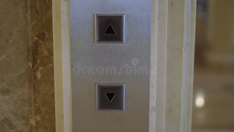 Elevator Buttons on the Floor, Steel Call Panel. Two Arrow Buttons Up ...