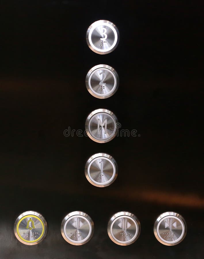 Elevator Buttons on Panel with Blank Label Stock Image - Image of metal ...
