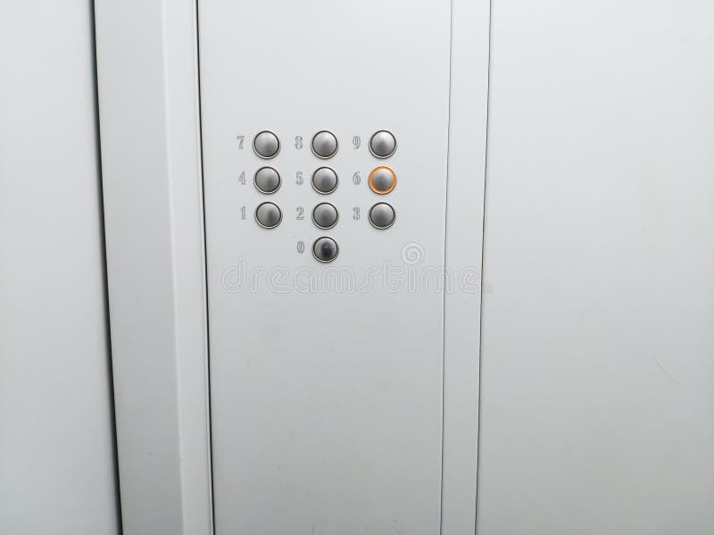 Elevator Buttons Panel with 6th Floor Selected Stock Photo - Image of ...