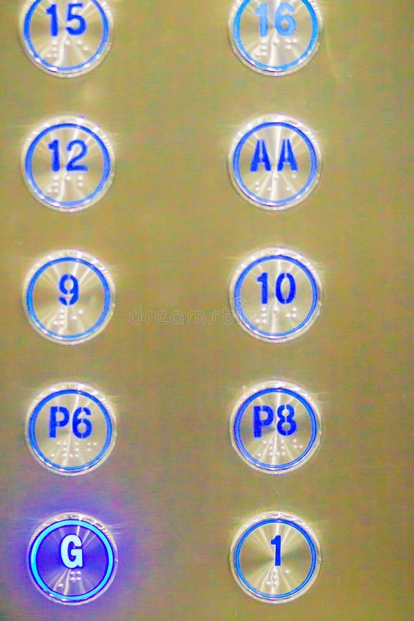 Elevator Buttons Pressed G Down To Ground Floor. Elevator Button Stock ...