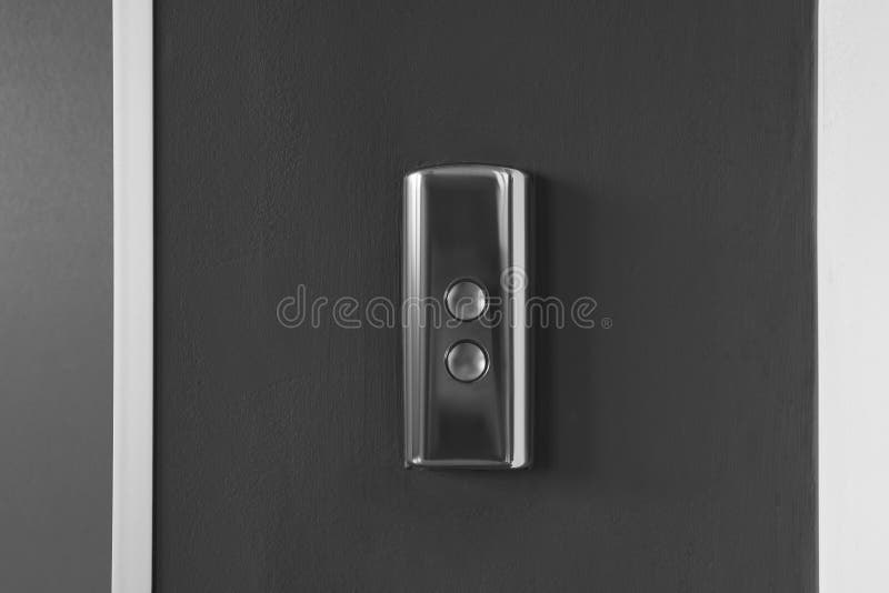 Elevator Call Buttons on Grey Wall, Closeup Stock Image - Image of ...