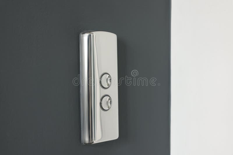 Elevator Call Buttons on Grey Wall, Closeup Stock Image - Image of lift ...