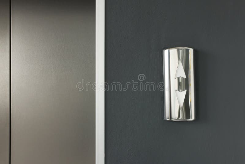 Elevator Call Buttons on Grey Wall, Closeup Stock Photo - Image of ...