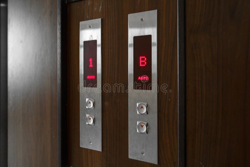 Elevator Call Buttons. Selective Focus, Shallow Depth of Field Stock ...