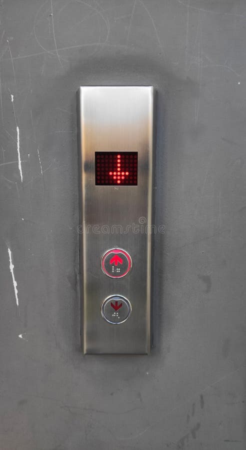 Elevator Call Panel with Illuminated Arrow and Buttons,concept of ...