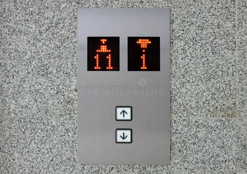 Elevator Call Panel with Blind and Wheelchair Sign with Copy Space, Up ...