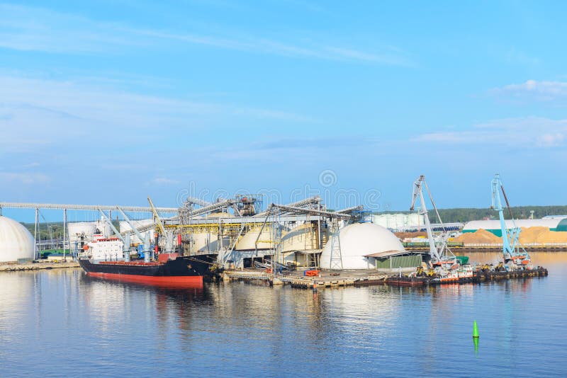 Elevator and Cargo Vessel at Baltic Sea Stock Photo - Image of latvia ...