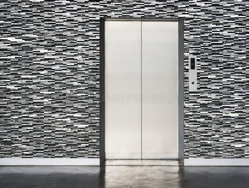 Elevator with Closed Door and Wall Texture Stock Photo - Image of steel ...