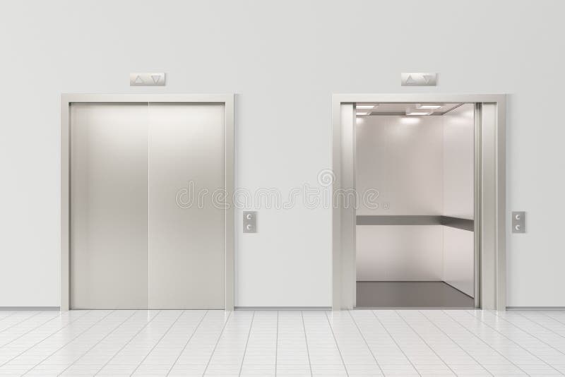Elevator closed an open stock illustration. Illustration of open ...