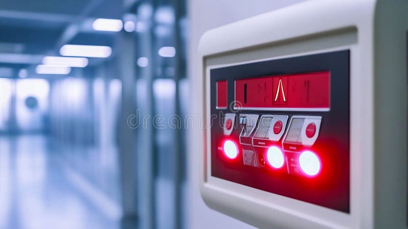 Elevator Control Panel with Illuminated Buttons in a Modern Corridor at ...
