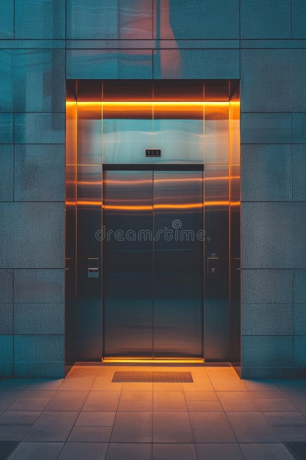 Elevator Door Opening Onto a Building Entrance Stock Illustration ...
