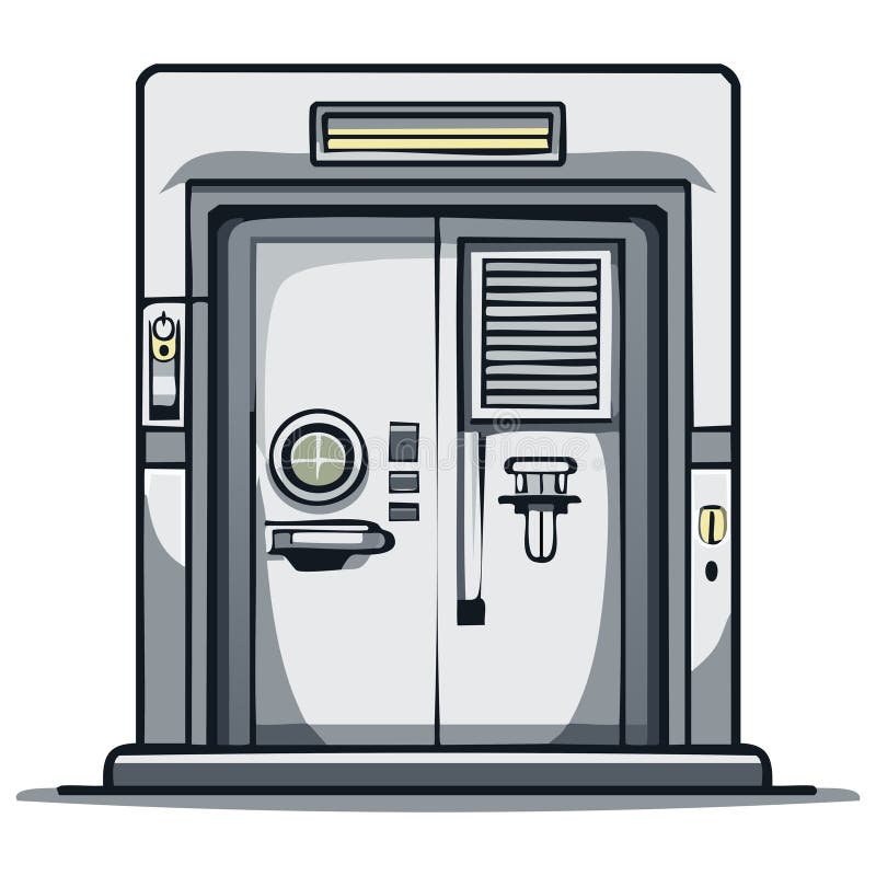 Elevator Doors Illustration Depicting a Retro Style with Detailed ...