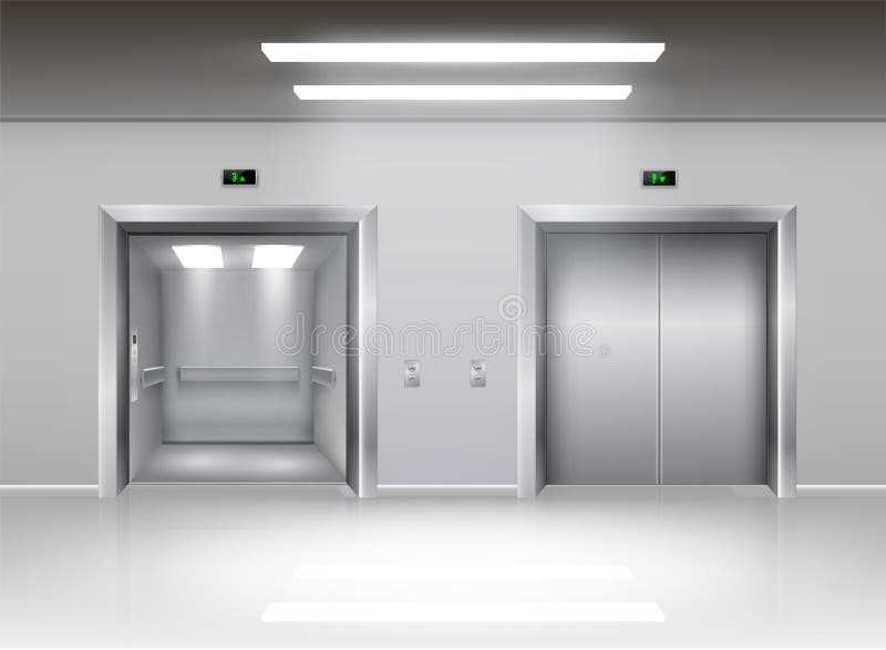 Elevator Doors, Lift, Vertical Cable Transportation Machine Stock ...