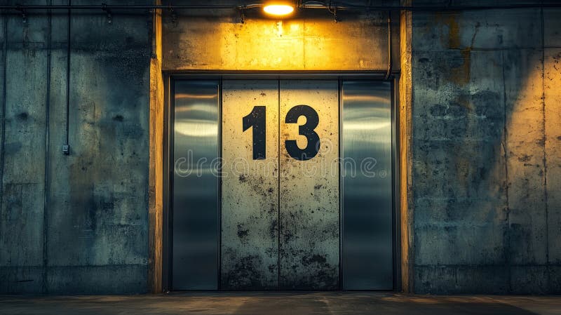 Elevator Doors Number 13 with an Industrial, Eerie Ambiance. Stock ...