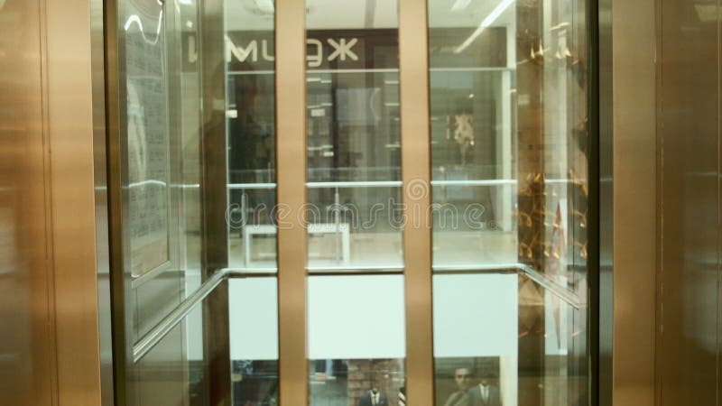 Elevator Door Opening and Closing Mechanism at Lift Exhibition - Close ...