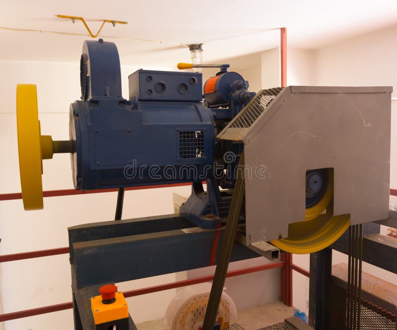 Elevator Engine in Action in Buisness Buidnig. Stock Image - Image of ...