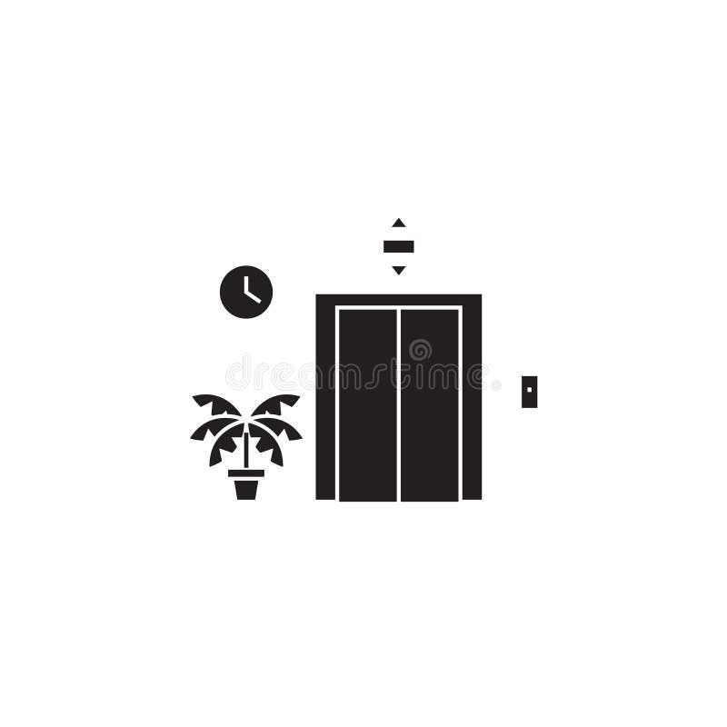 Elevator Entrance Black Vector Concept Icon. Elevator Entrance Flat ...