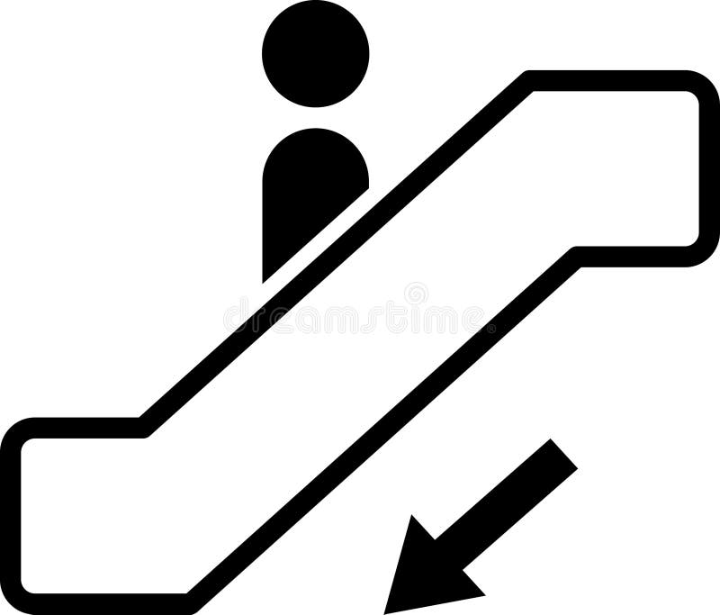 Elevator Escalator Stairs Sign Up and Down Icon Isolated on White Background Flat Vector ...