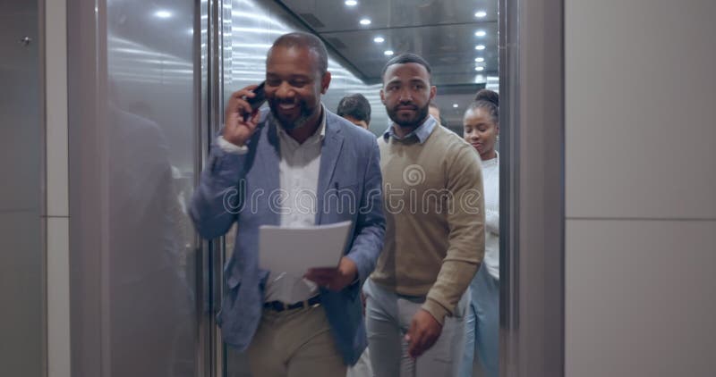 Elevator Exit, Floor and Business People Busy in an Office for ...