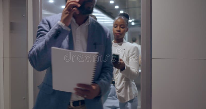 Elevator Exit, Floor and Business People Busy in an Office for ...