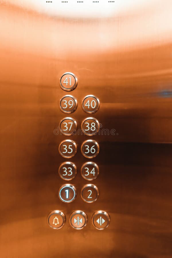 Elevator Floor Buttons on Brass Lift Panel Stock Image - Image of panel ...