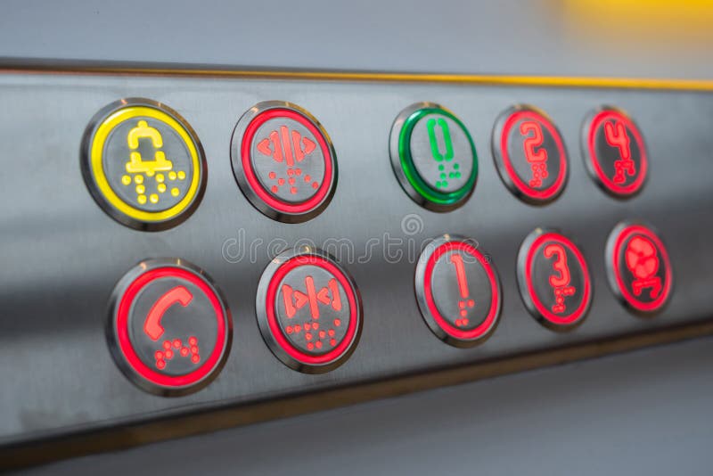 Elevator Floor Buttons on Lift Control Panel at Mall, Hotel or Business ...