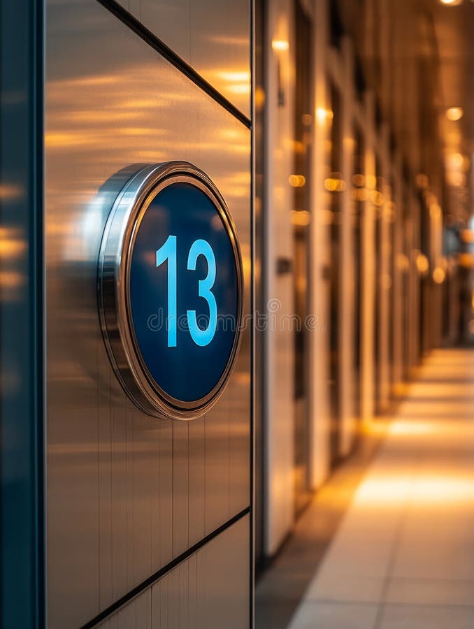 Elevator Floor Display Showing Number 13 Stock Photo - Image of hallway ...