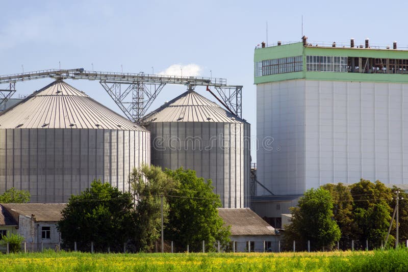 Elevator for Grain Storage. Grain Warehouse Stock Photo - Image of blue ...