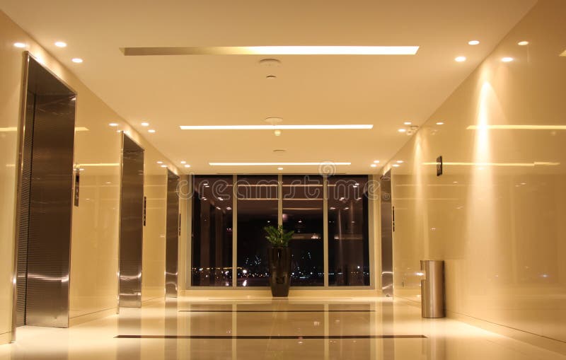 Modern Building Elevator Lobby Stock Image - Image of corridor ...