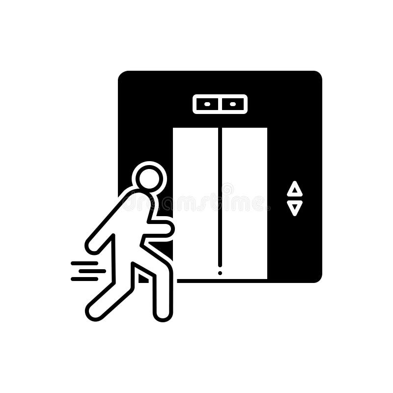 Black Solid Icon for Elevator, Lift and Staff Stock Vector ...