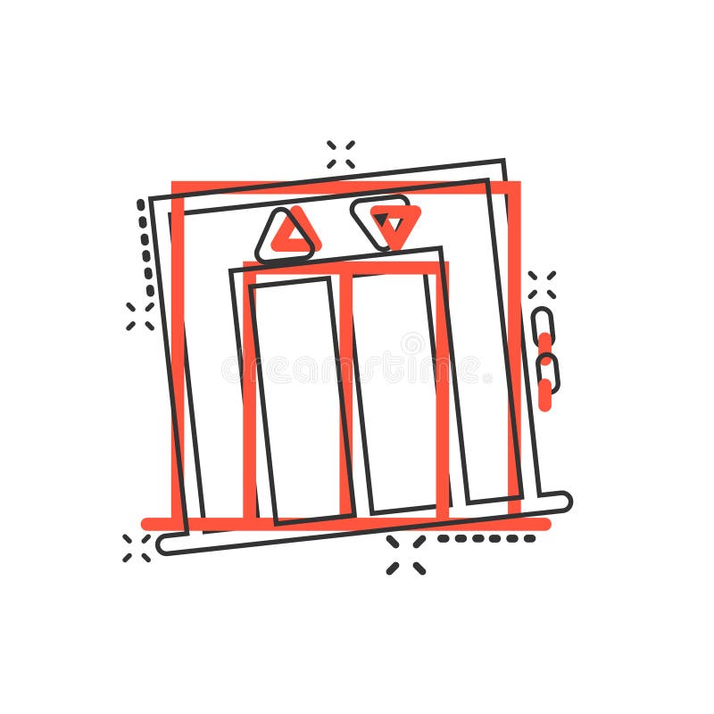 Elevator Icon in Comic Style. Lift Cartoon Vector Illustration on White ...